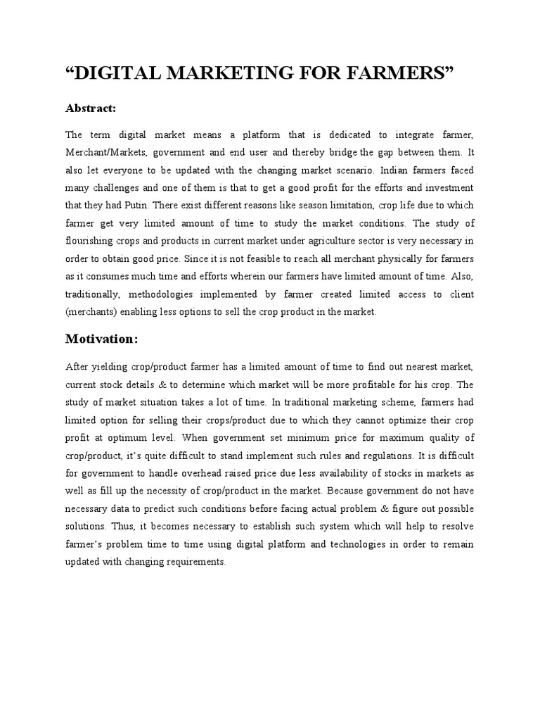 Digital Marketing For Farmers | PDF | Market (Economics) | Option (Finance)