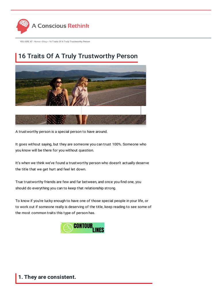 16 Traits of A Truly Trustworthy Person | PDF | Rationality | Cognitive ...