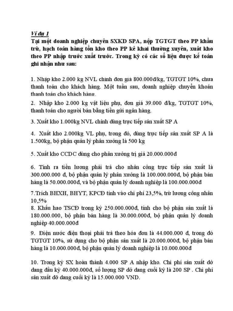 Vi Du Chương 5 Ke Toan Dai Cuong | PDF