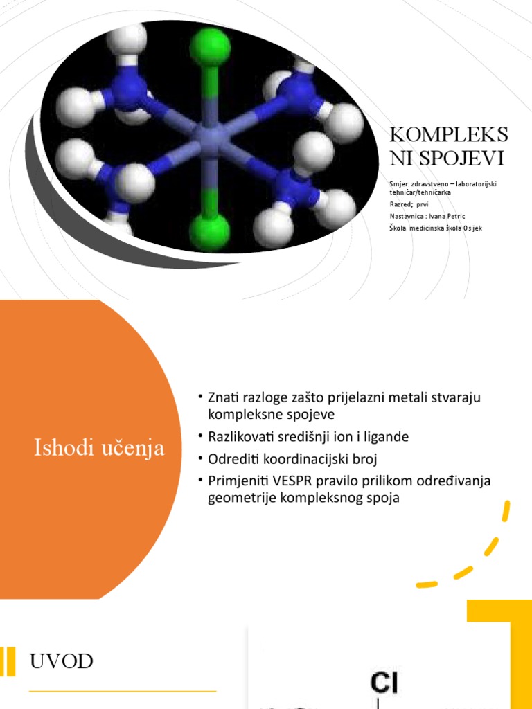 ZLT - ANALITIČKA-KEMIJA - KOMPLEKSNI-SPOJEVI-1-razred (1) .PPSX | PDF
