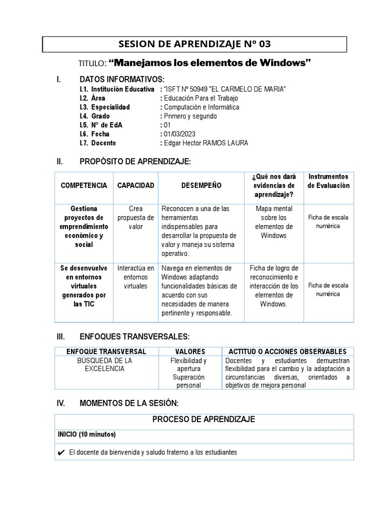 Eda 1sesion 03 Ept | PDF | Aprendizaje | Evaluación