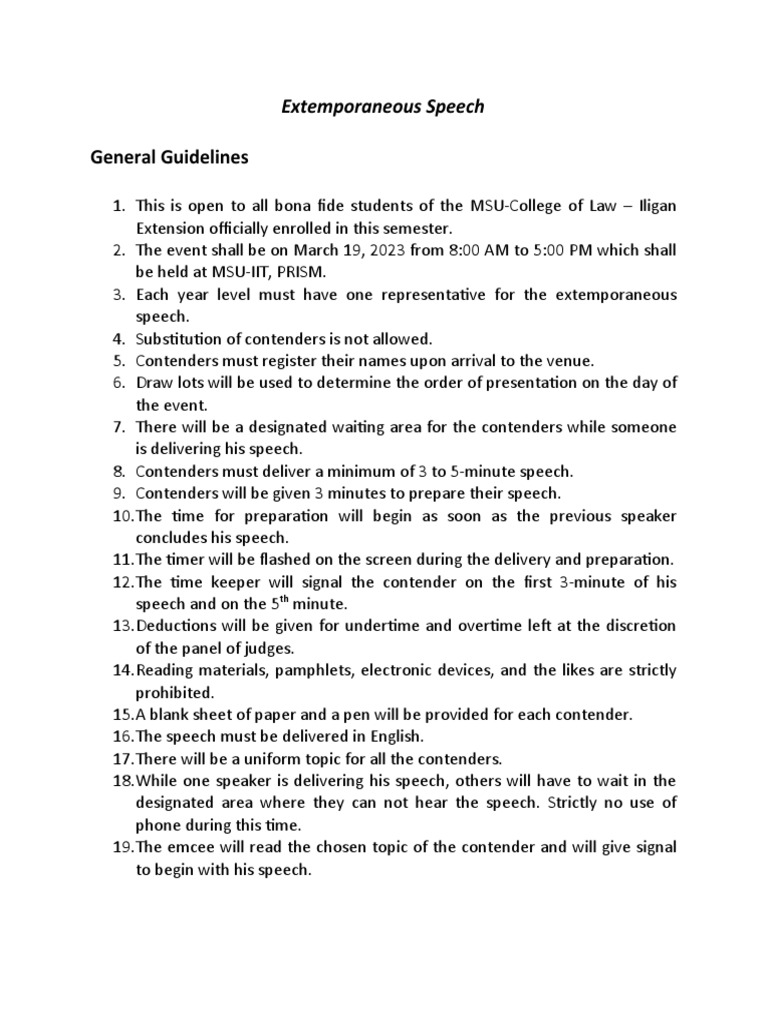 Extemporaneous Speech | PDF