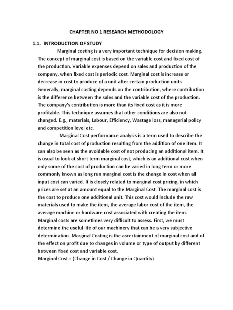 Marginal Costing Project | PDF | Cost Accounting | Marginal Cost