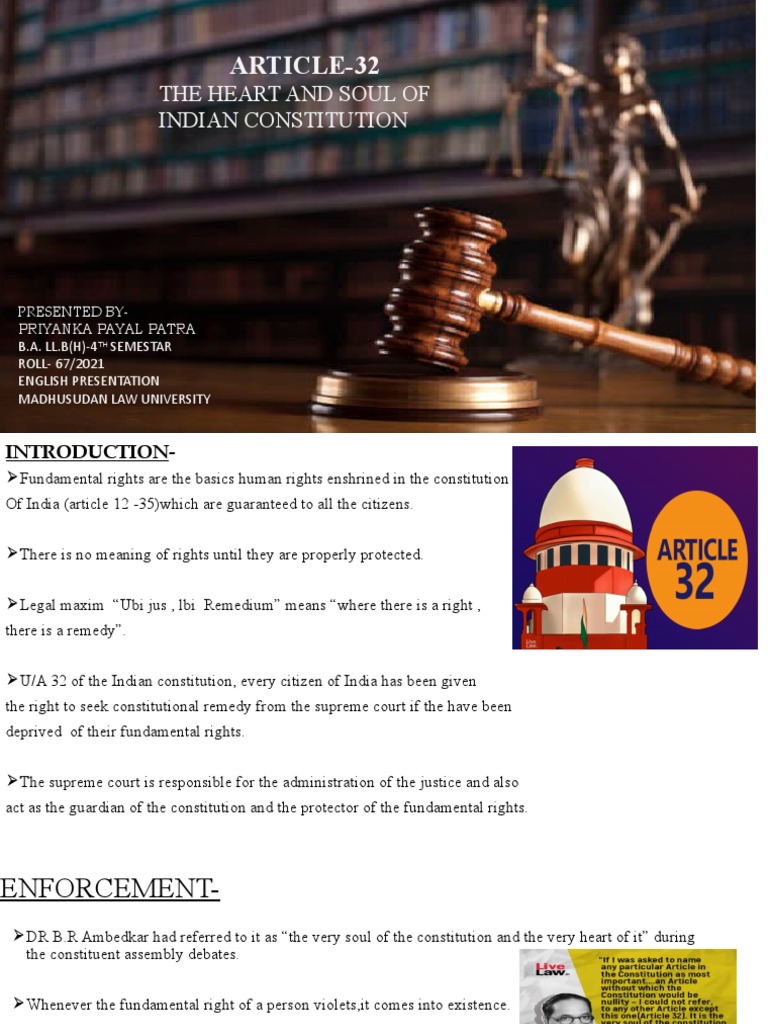 Article 32: Heart of Indian Constitution | PDF
