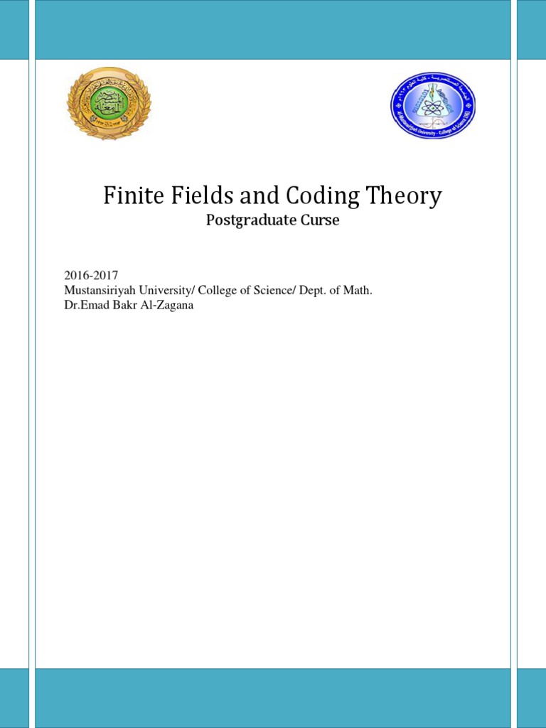 Finite Fields and Coding Theory | PDF | Field (Mathematics) | Code Finite Fields and Coding Theory | PDF | Field (Mathematics) | Code