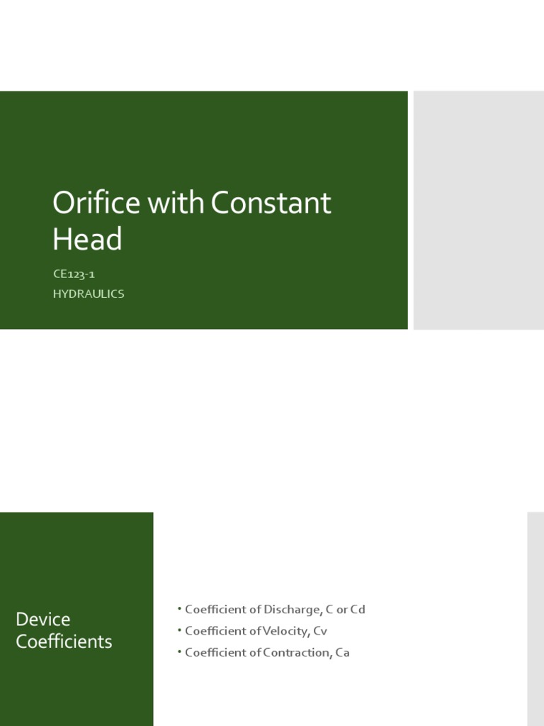 10 - Orifice With Constant Head | PDF