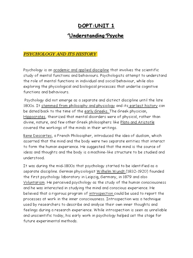 DOPT UNIT - 1 Highlighted | PDF | Theory Of Mind | Cognition
