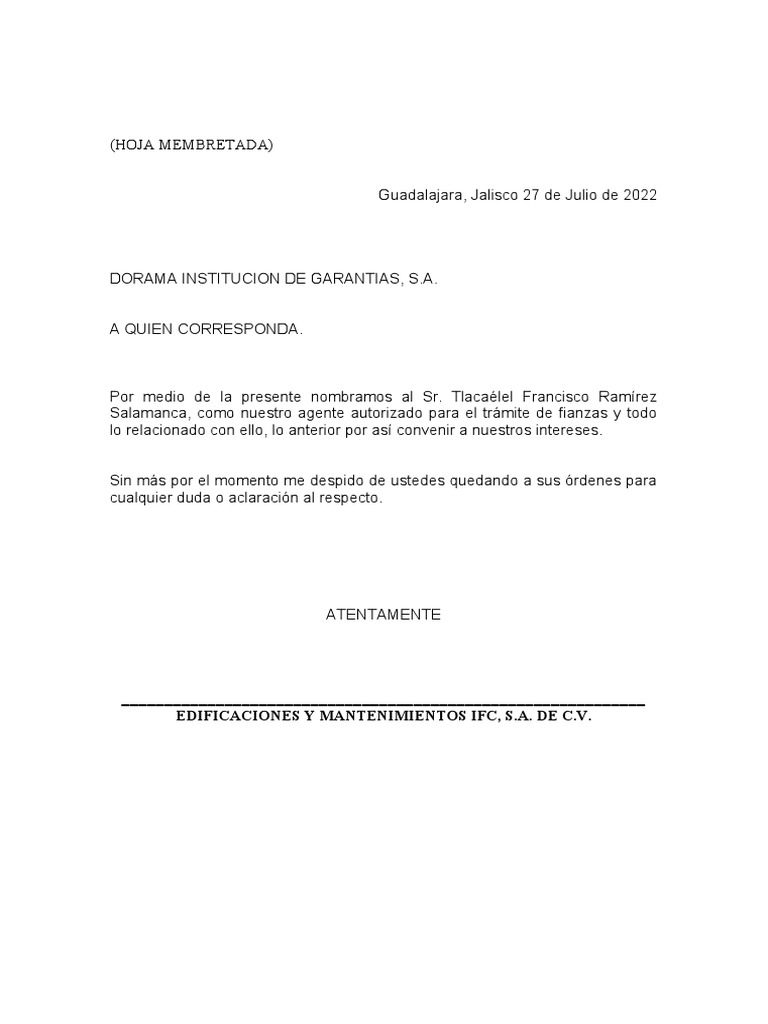 Carta Nombramiento Ifc | PDF