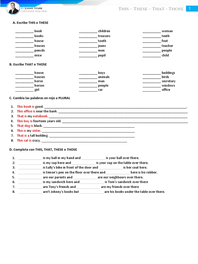 08 - This, That, These, Those - Worksheet PDF | PDF