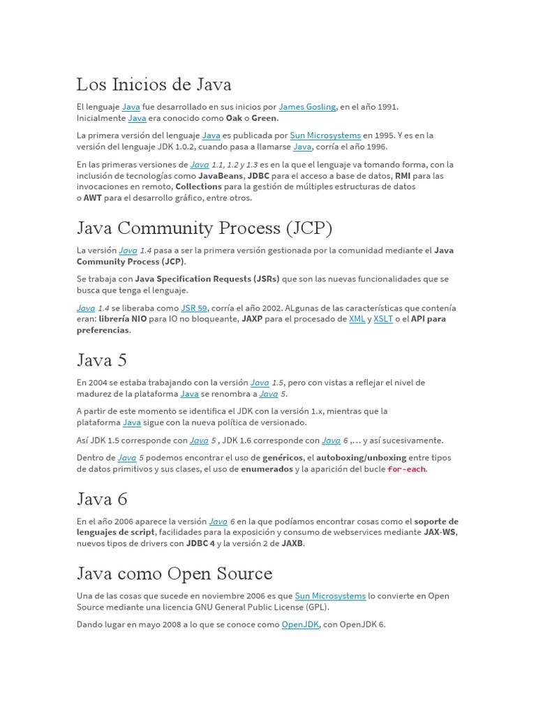 Los Inicios de Java | PDF | Java (lenguaje de programación ...