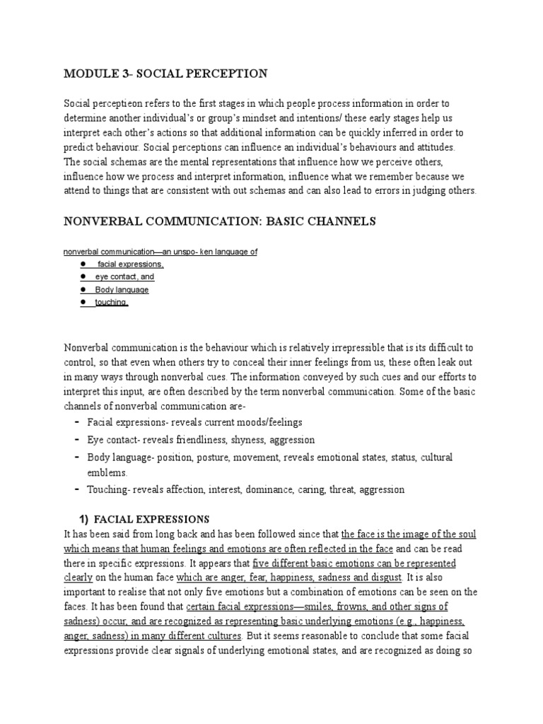 Social Perception | PDF | Nonverbal Communication | Facial Expression Social Perception | PDF | Nonverbal Communication | Facial Expression