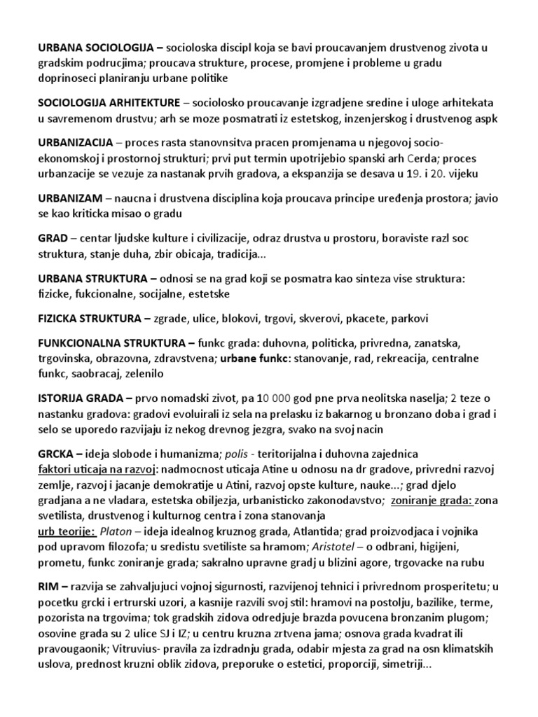 Urbana Sociologija 1 Deo | PDF