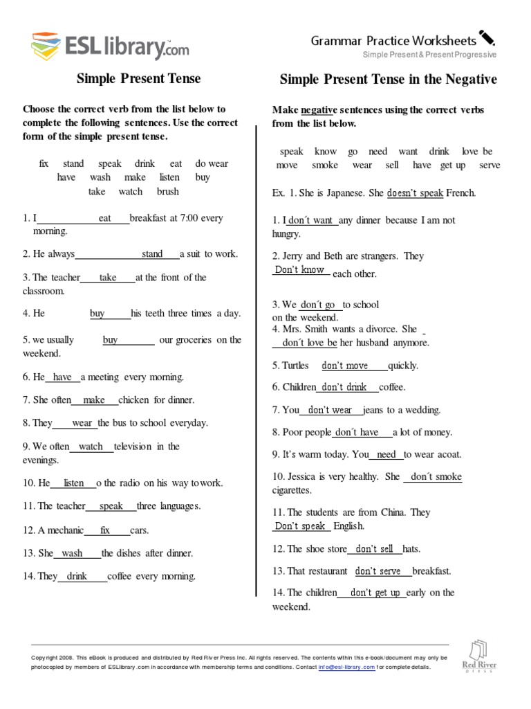 Simple-Present Action Verbs | PDF