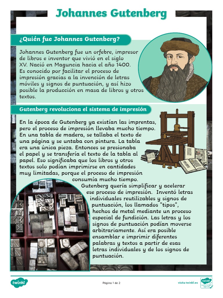 Inventos de Johannes Gutenberg | PDF | Johannes Gutenberg | Imprenta