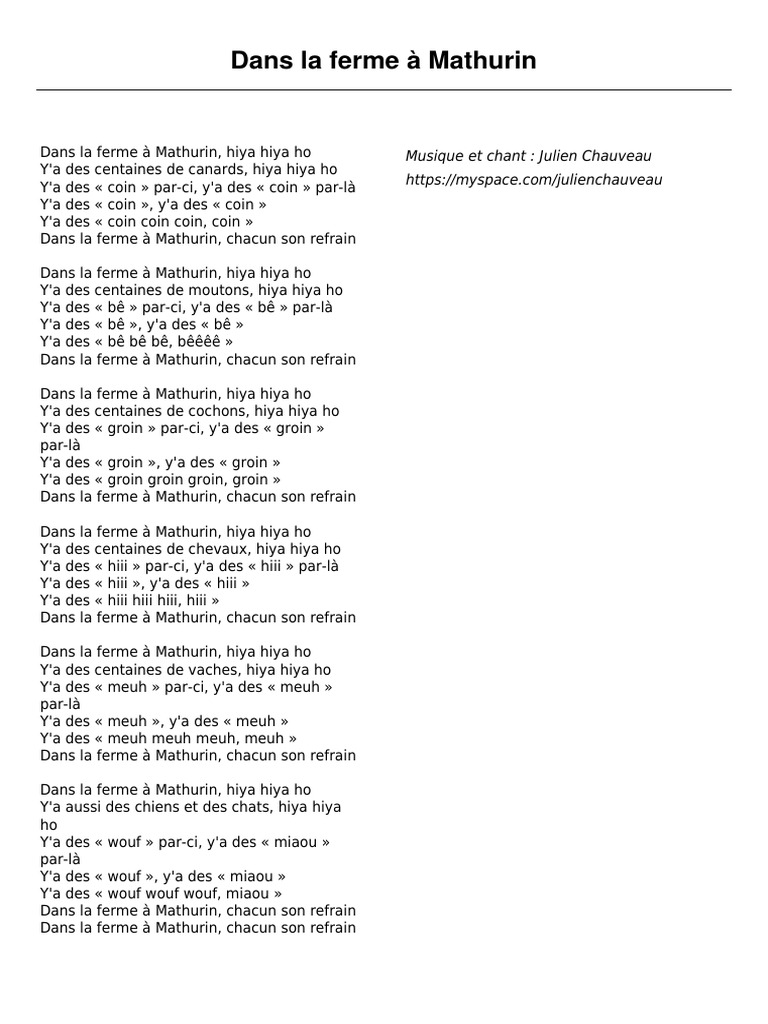 Dans La Ferme À Mathurin PDF | PDF