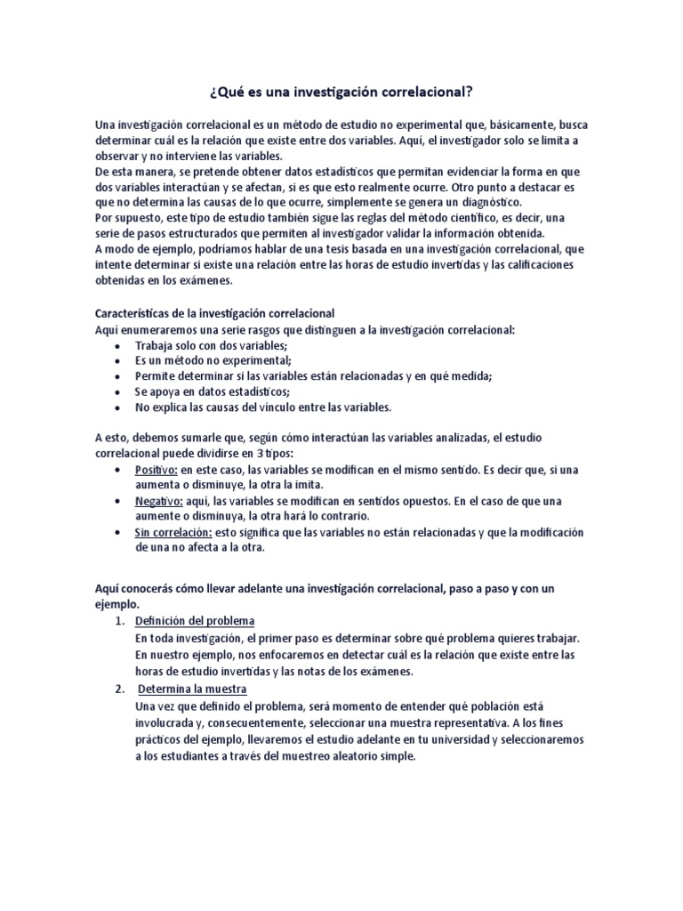 Qué es una investigación correlacional.docx | PDF