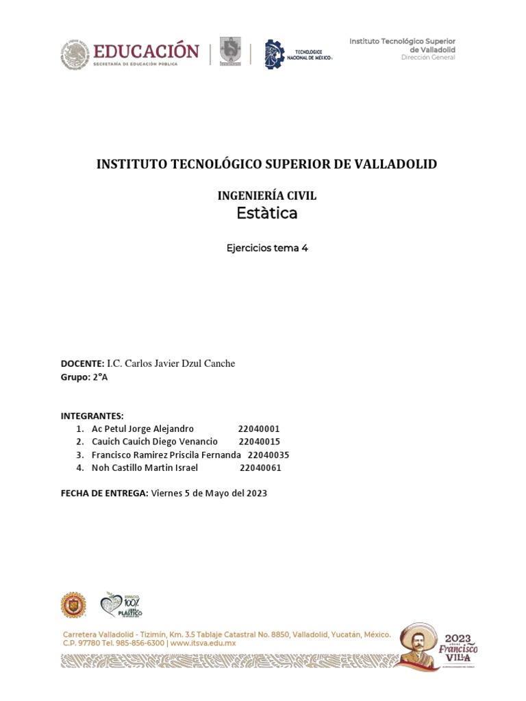 Ejercicios de Estática: Tema 4 | PDF