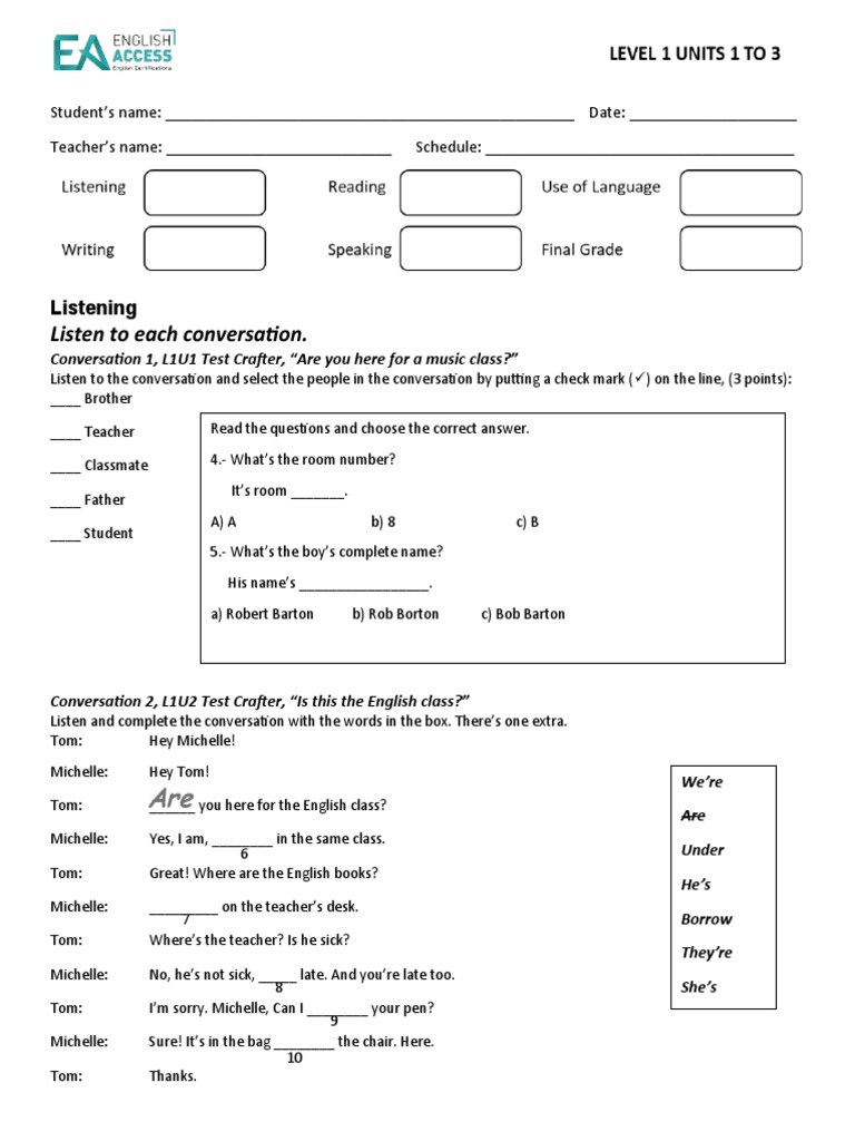 Level 1 Unit 1-3 Final | PDF | Language Arts & Discipline