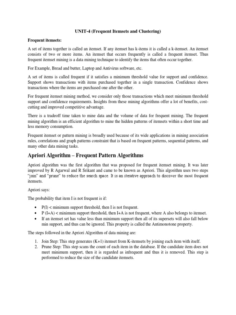 UNIT-4 Frequent Itemsets and Clustering | PDF | Cluster Analysis | Information Technology Management