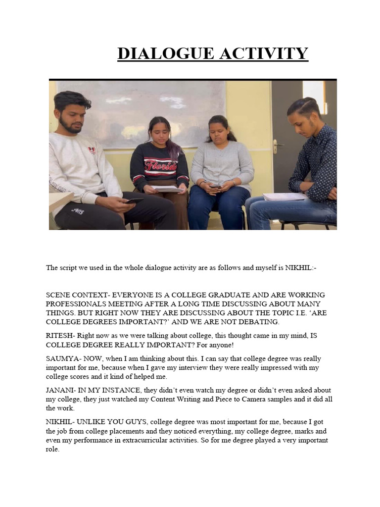 Dialogue Activity | PDF | College | Cognition