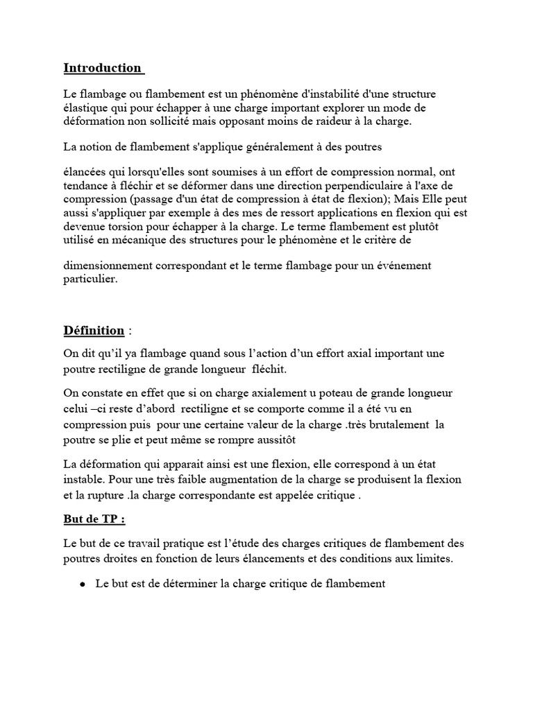 Essai de Flambage | PDF | Flambage | Élasticité (Physique)