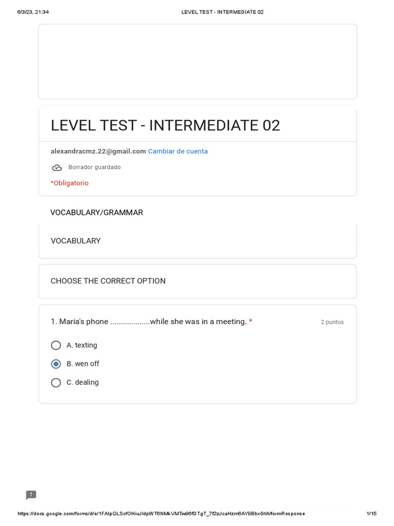 Level Test - Intermediate 02 PDF | PDF