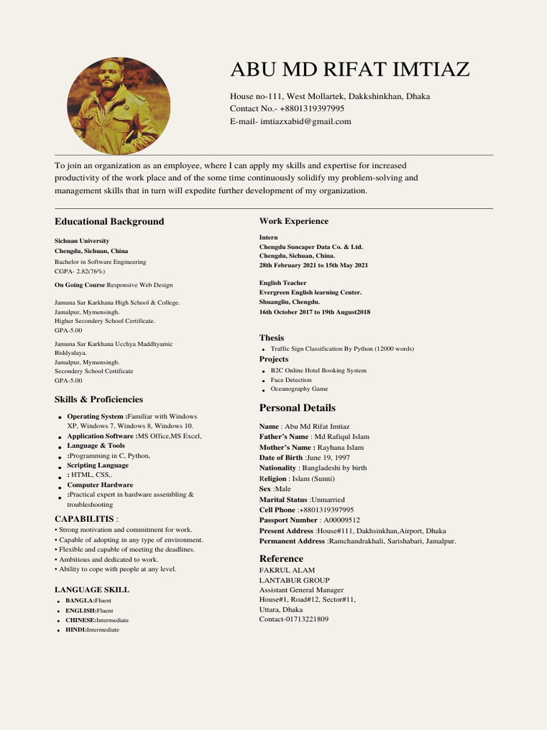 CV - Abu MD Rifat Imtiaz PDF | PDF | Software | Computing