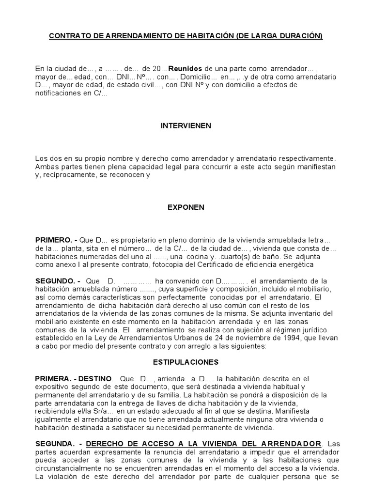 contrato de arrendamiento de habitacion | PDF | Seguro | Derecho y economía