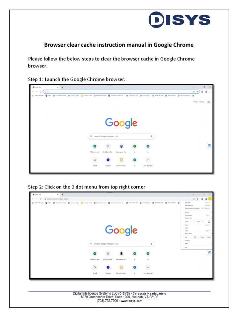 Google Chrome Browser Clear Cache Instruction Manual PDF | PDF