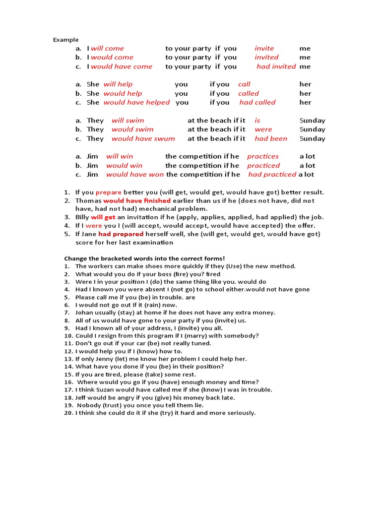Conditional Sentences Practice | PDF | Language Arts & Discipline