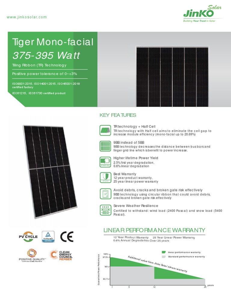 Datasheet Modulo Jinko | PDF