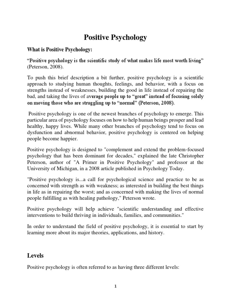 Positive Psychology | PDF | Positive Psychology | Well Being