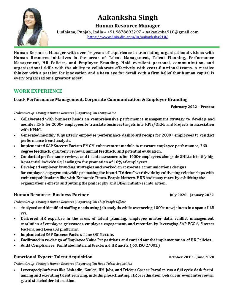 Aakanksha Singh - HR Resume PDF | PDF