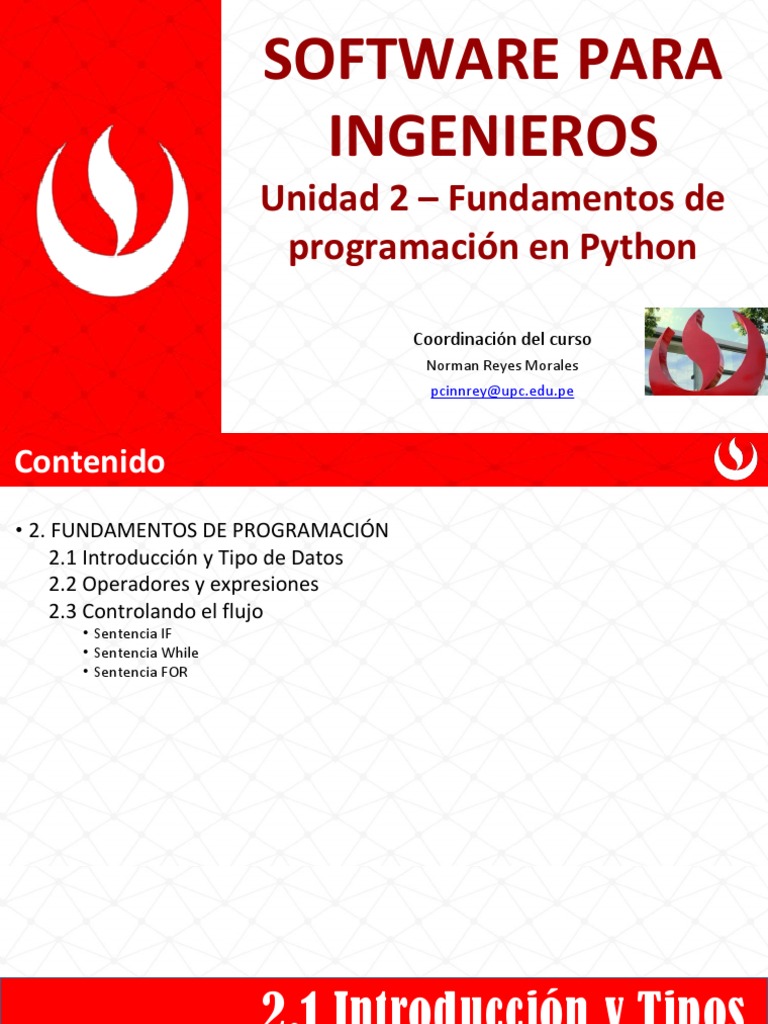 Software para Ingenieros: Unidad 2 - Fundamentos de | PDF | Python ...
