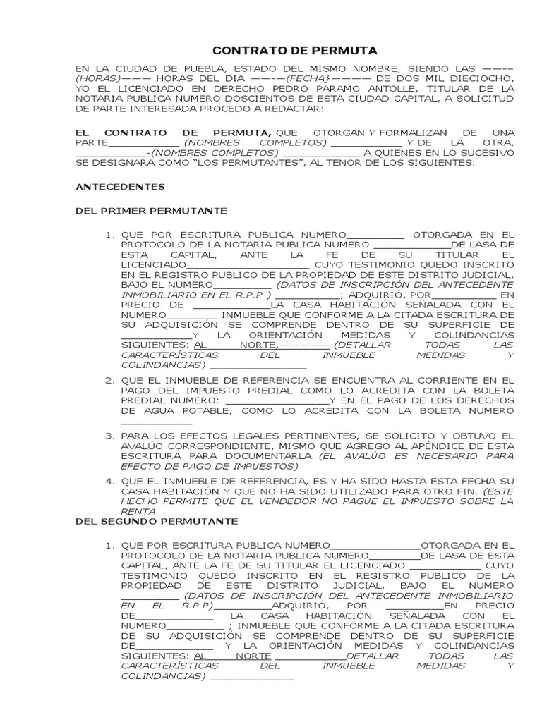 Contrato de Permuta | PDF
