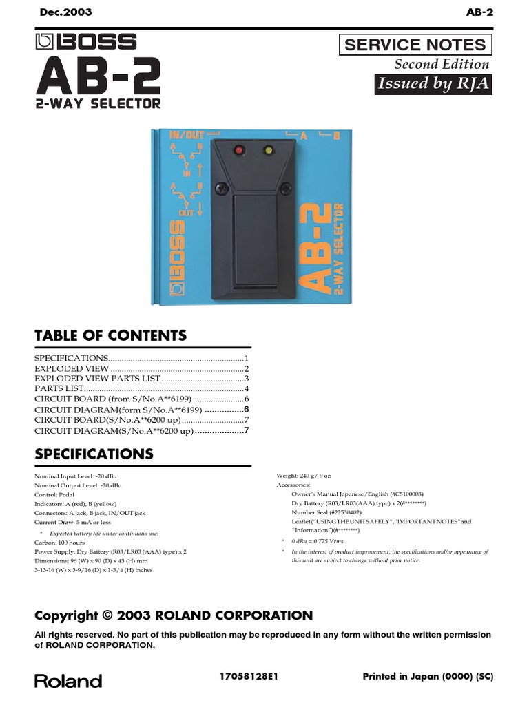 Boss AB 2 2 Way Selector Service Manual PDF | PDF