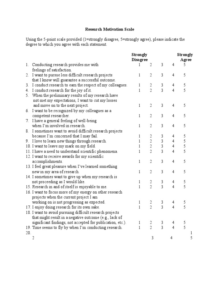 Research Motivation Scale | PDF
