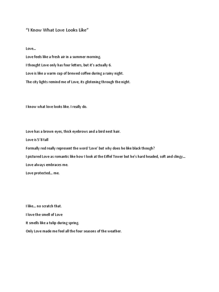 What Love Looks Like: A Poetic Reflection | PDF | Poetry