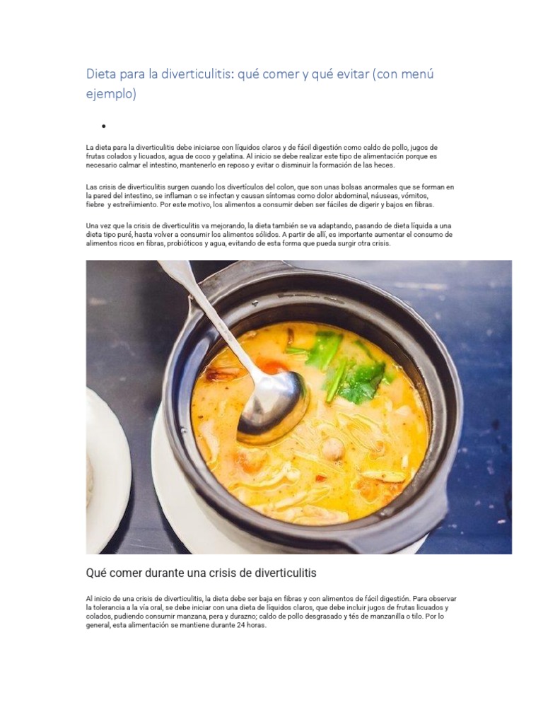 Dieta para Diverticulitis Que Evitar | PDF | Alimentos | Fibra dietética