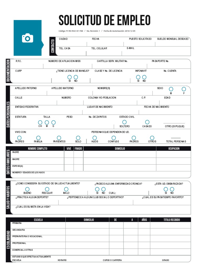 Solicitud de Empleo PDF | PDF