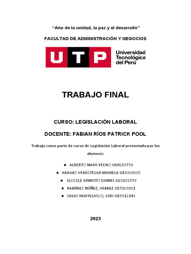 Trabajo Final Legislación Laboral | PDF | Salario | Derecho laboral