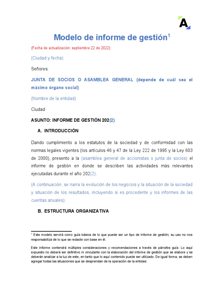 7 Modelo de Informe de Gestión | PDF | Sociedad | Economias 7 Modelo de Informe de Gestión | PDF | Sociedad | Economias