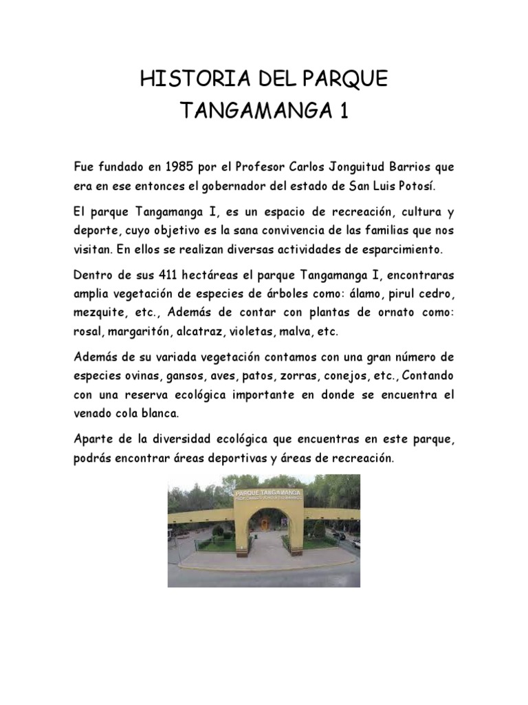 Historia Del Parque Tangamanga 1 | PDF