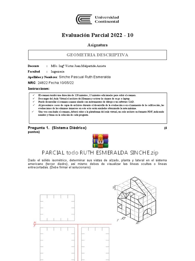 Examen Parcial 2022-10 | PDF | Línea (geometría) | Geometría