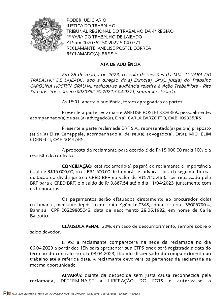 Ata de audiência.pdf | PDF | Direito Comum | Direito Privado