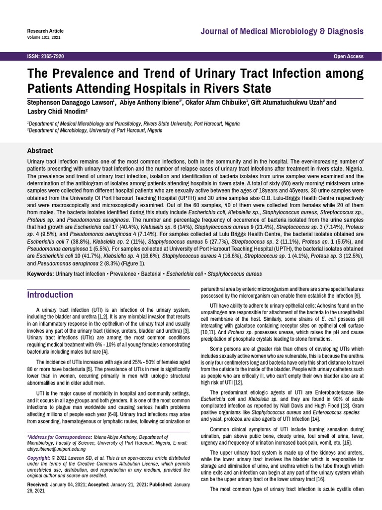 The Prevalence and Trend of Urinary Tract Infection Among Patients ...