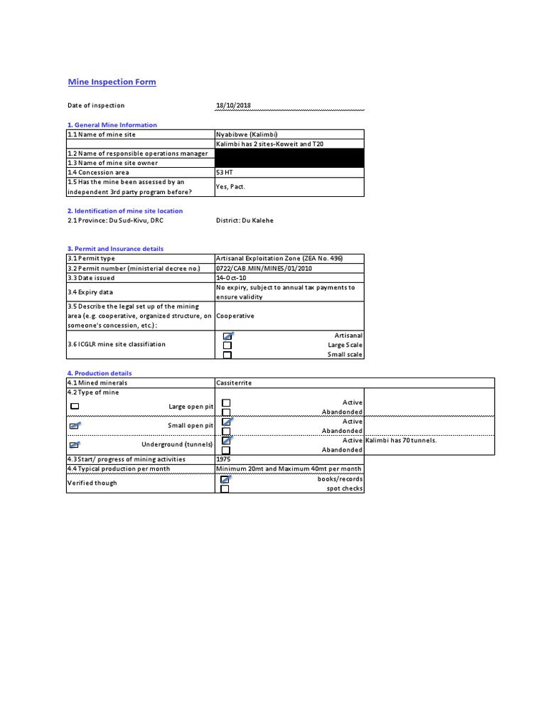 Nyabibwe and Mulamba Mine Inspection Report | PDF | Mining | Personal ...