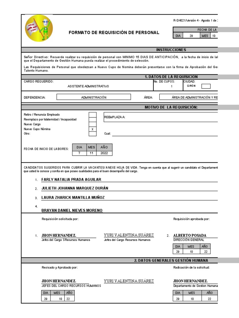Formato de Requisicion de Personal | PDF | Gestión de recursos humanos
