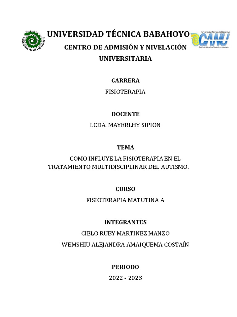 Proyecto (Tea) PDF | PDF | Espectro autista | Terapia física