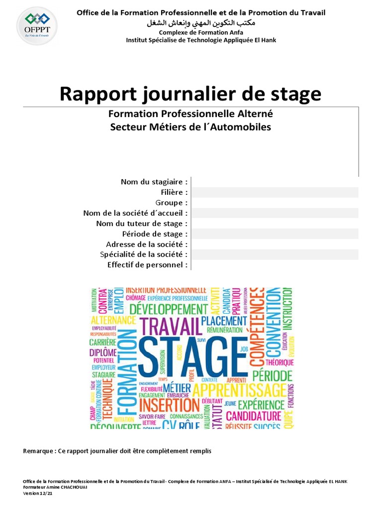 Rapport journalier de stage.pdf | PDF